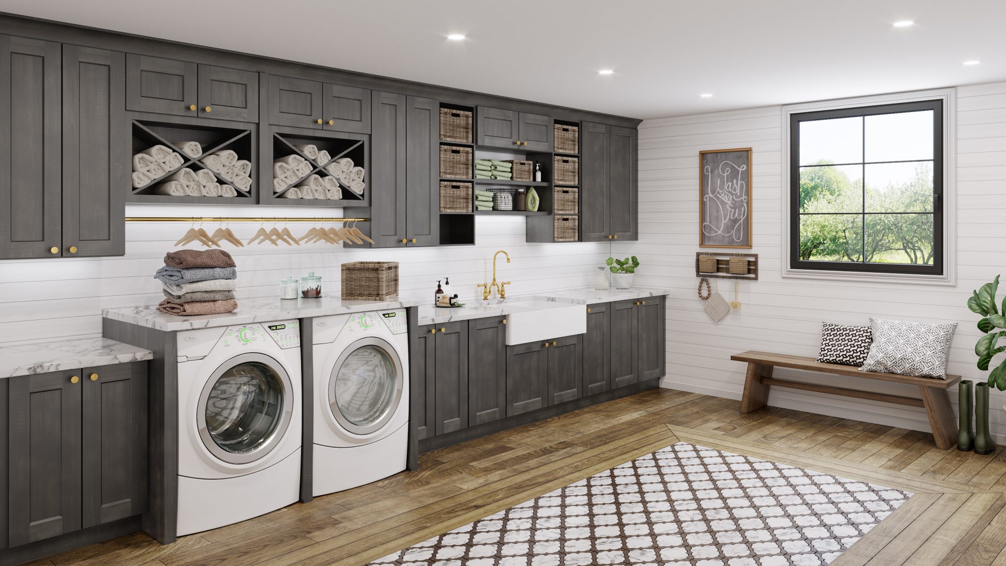 Shaker Cinder Laundry Room - Tampa Cabinet Store